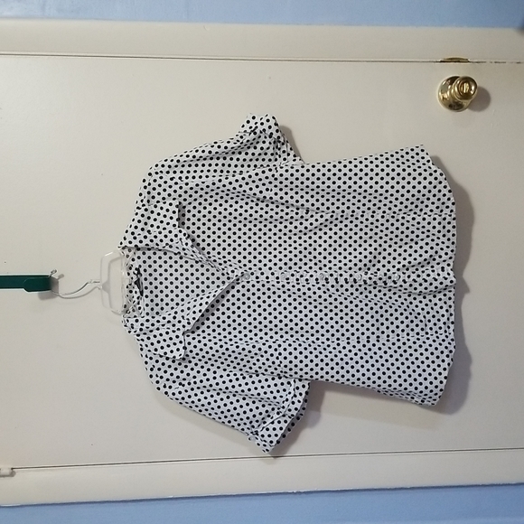 George | Tops | George Xl 618 Collared White And Black Polka Dot Button ...